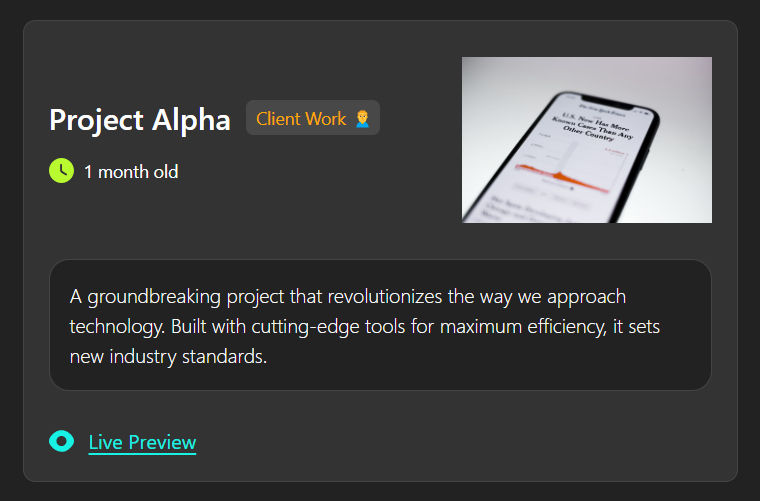 React Tailwind Project Card Component for Portfolio